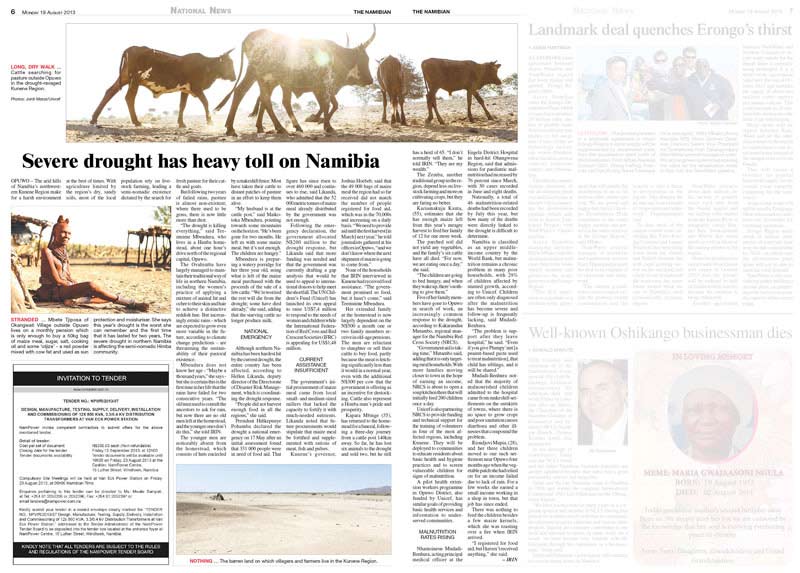 The Namibian: Severe drought has heavy toll on Namibia | Jordi Matas ...